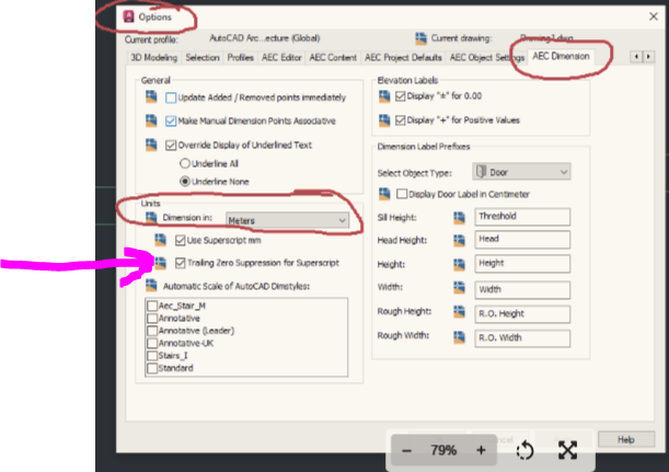 Solved: AutoCAD Architecture 2023 - AEC dimension shorter than 1 meter does not display in ...