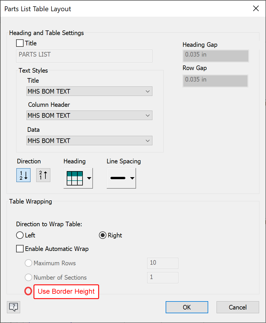 Parts List Wrap, Use Border Height - Autodesk Community