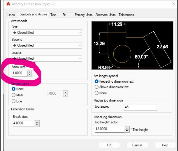 Solved: AutoCAD - trying to adjust dimension Jog - Autodesk Community