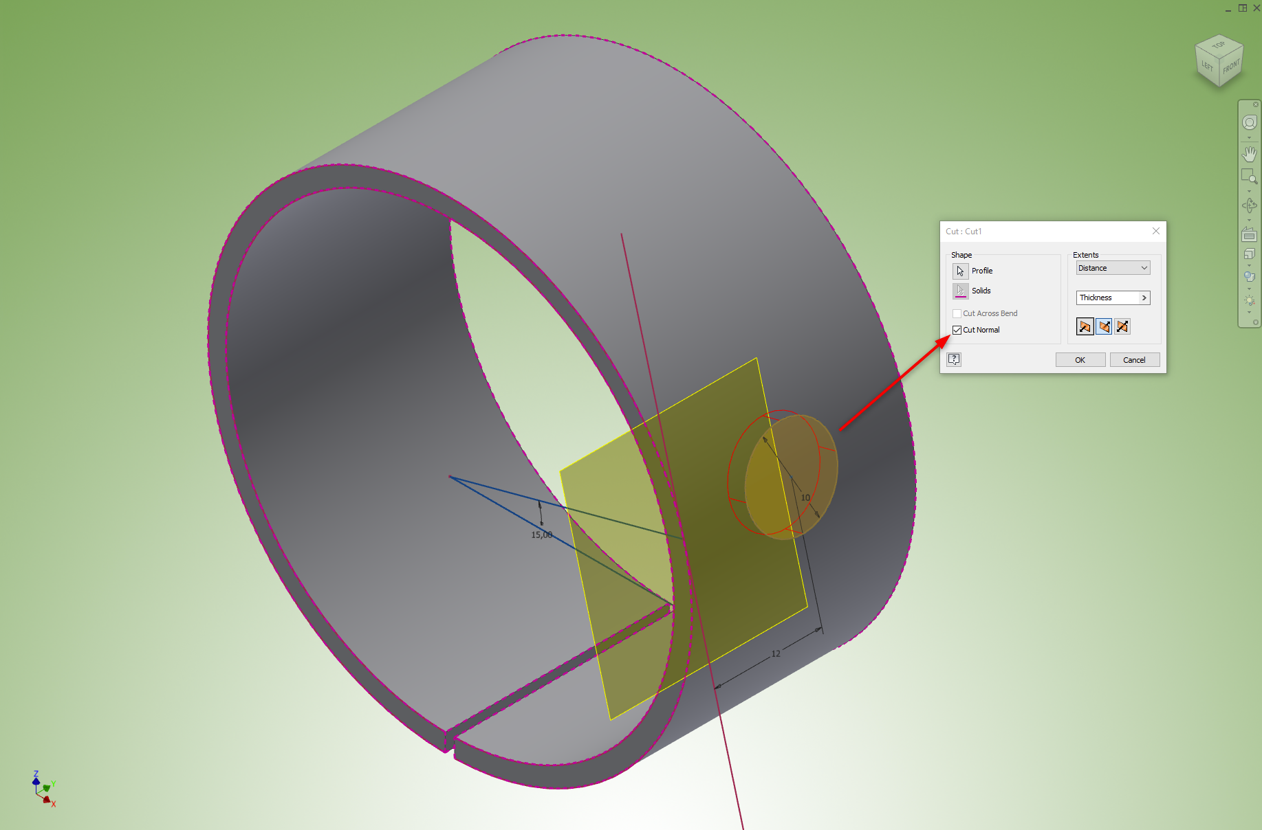 Solved: hole at specific angle on rolled cylinder - Autodesk Community