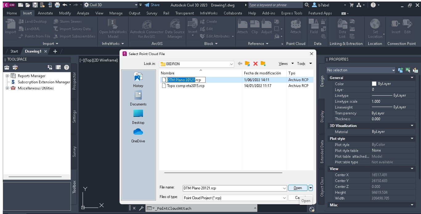 ¿Cómo insertar un archivo .RCP de Recap en Civil 3D 2023? - Autodesk ...