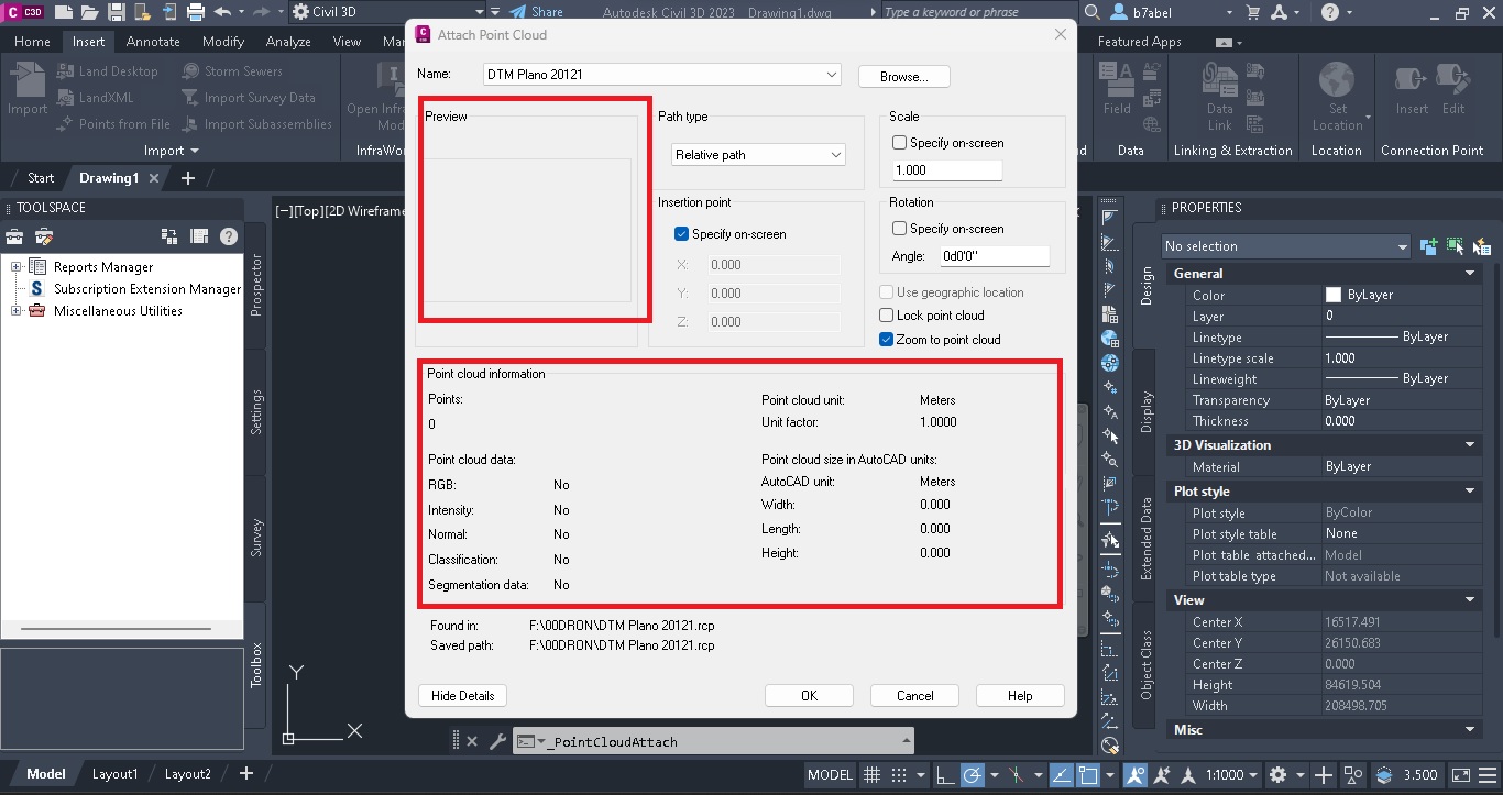 ¿Cómo insertar un archivo .RCP de Recap en Civil 3D 2023? - Autodesk ...