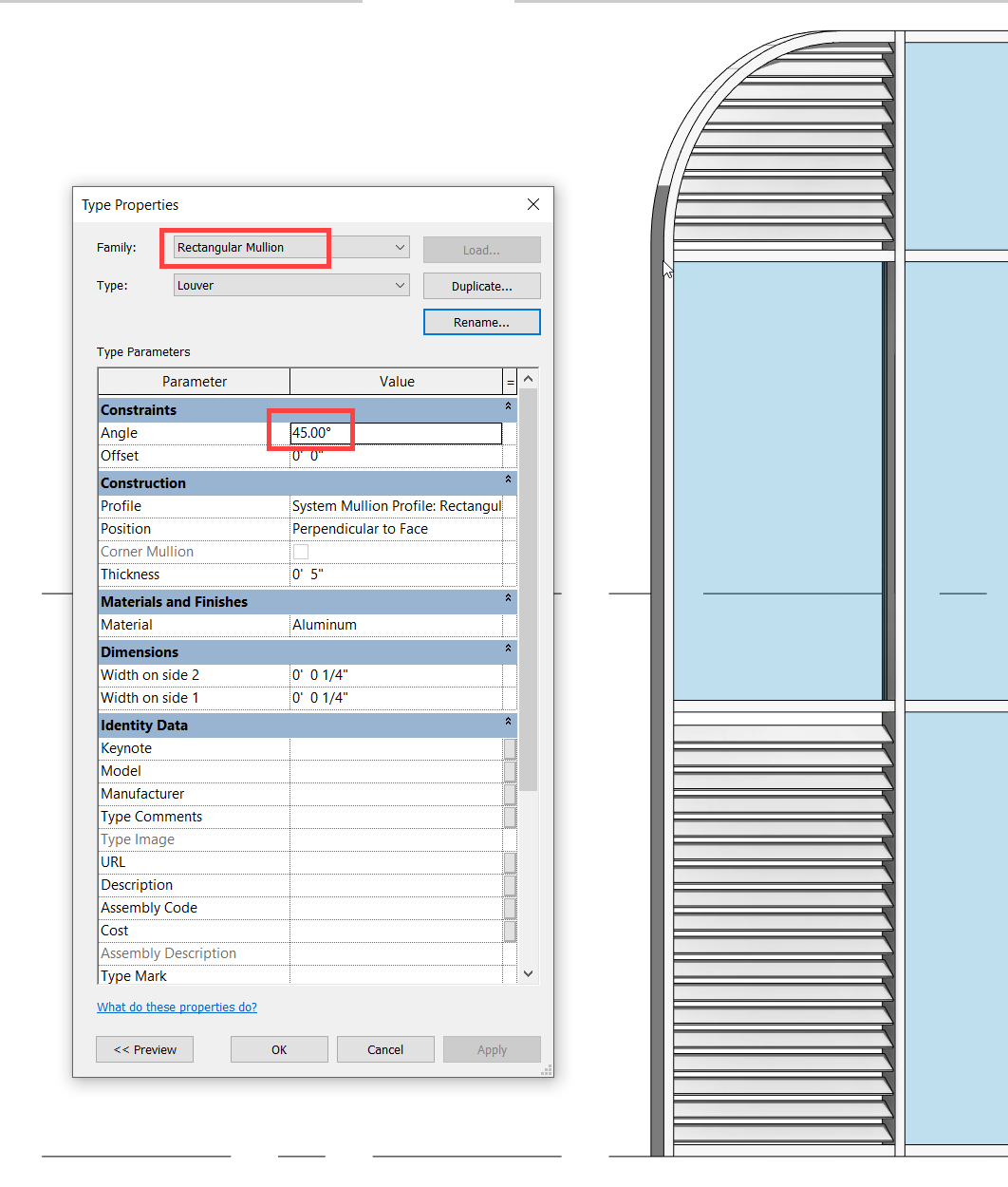 Solved: Is there a way to draw an arched curtain wall louver ...