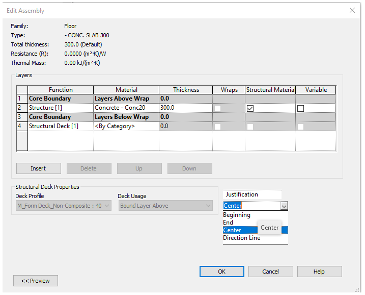 Change a Floors Structural Deck Justification - Autodesk Community