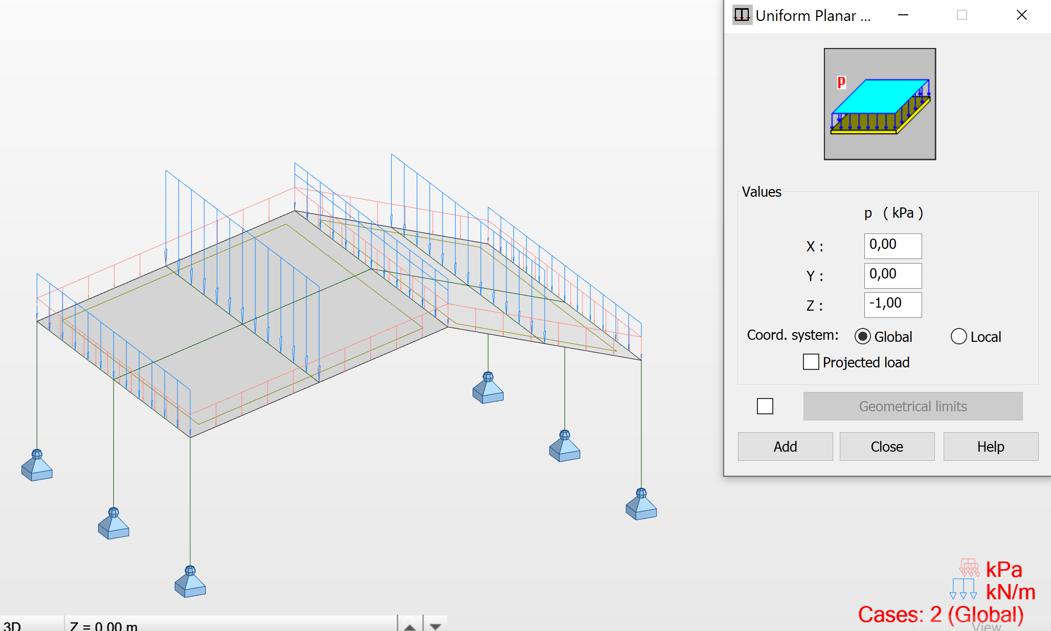 Wrong graphical presentation of surface uniform planar load on contour ...