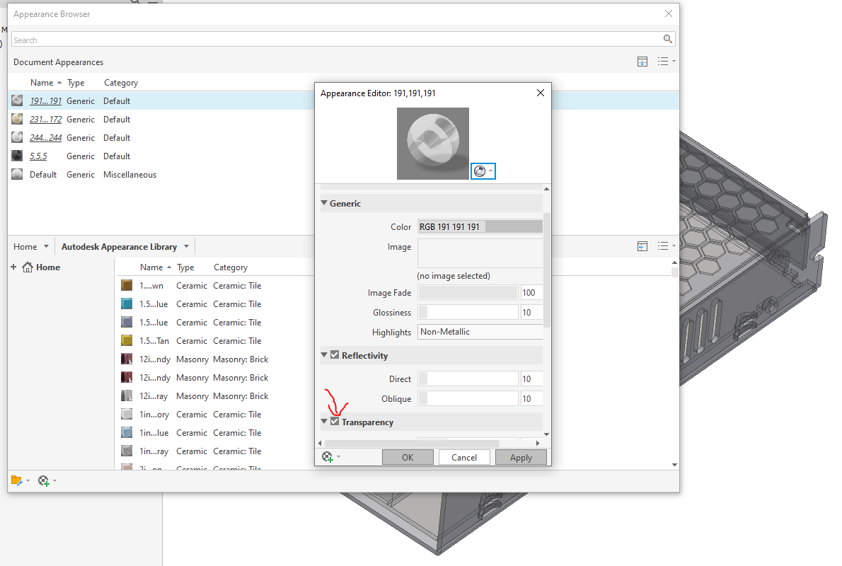 How can I change transparency of imported cad file (step)?? - Autodesk ...