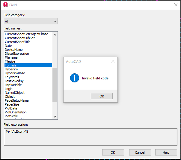 Solved: AutoCAD 2023 - Inserting Formula into Field in text - Autodesk Community