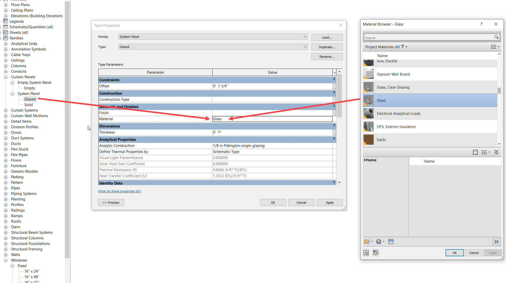 Solved: Not able to change glass panel material - Autodesk Community