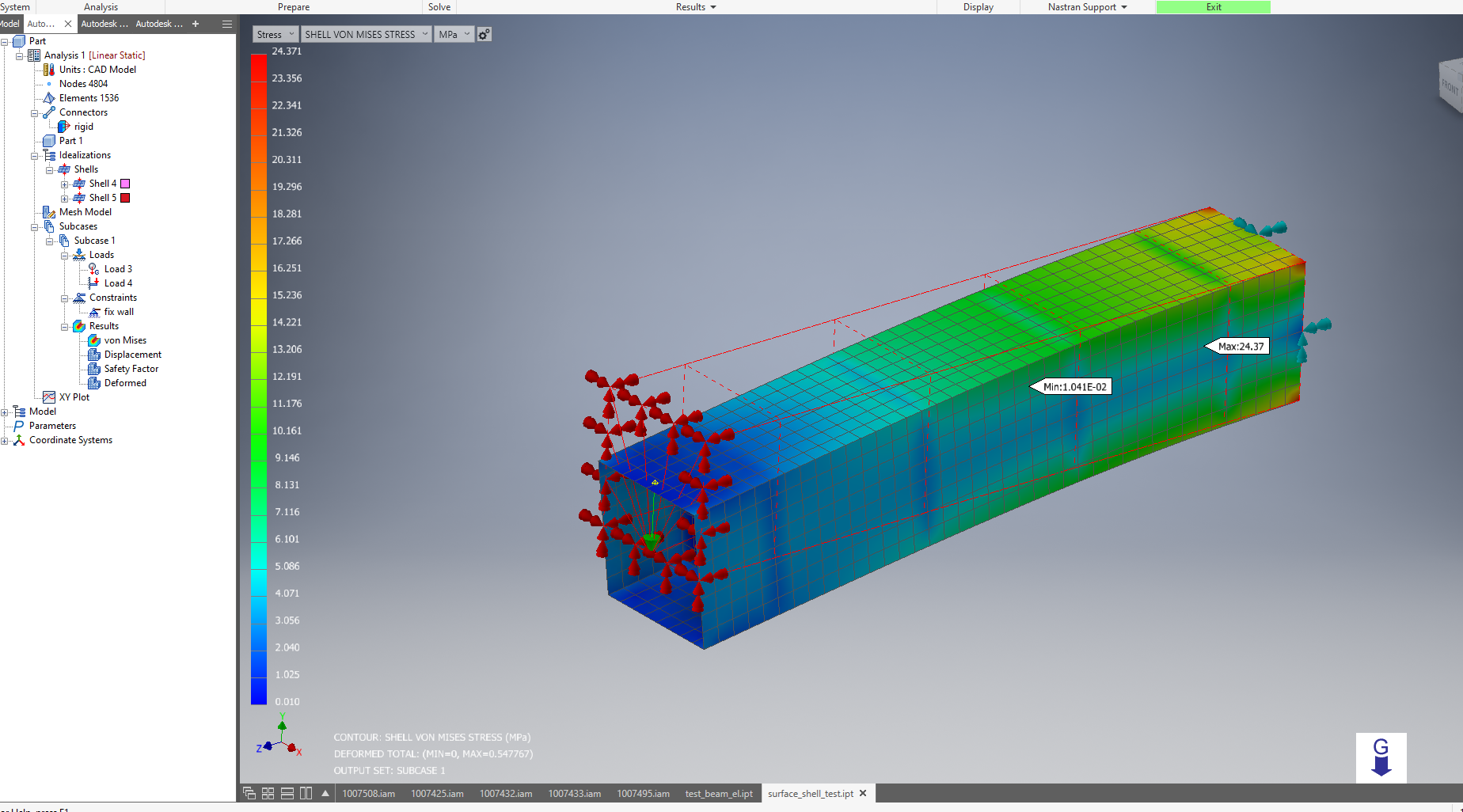 Boxed beam with plates inside, can i view stress in those by section ...