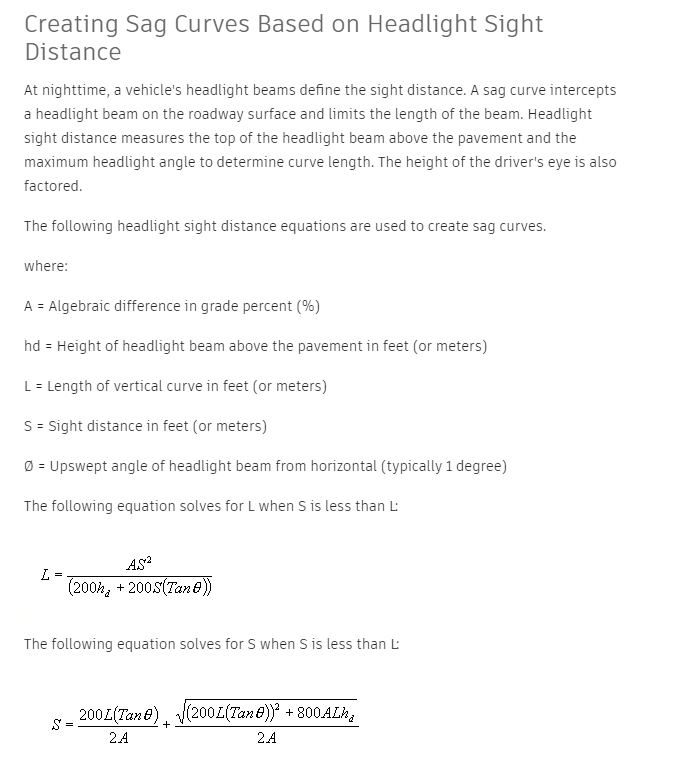 SSD & PSD (Stopping Sight Distance & Passing Sight Distance) data note ...