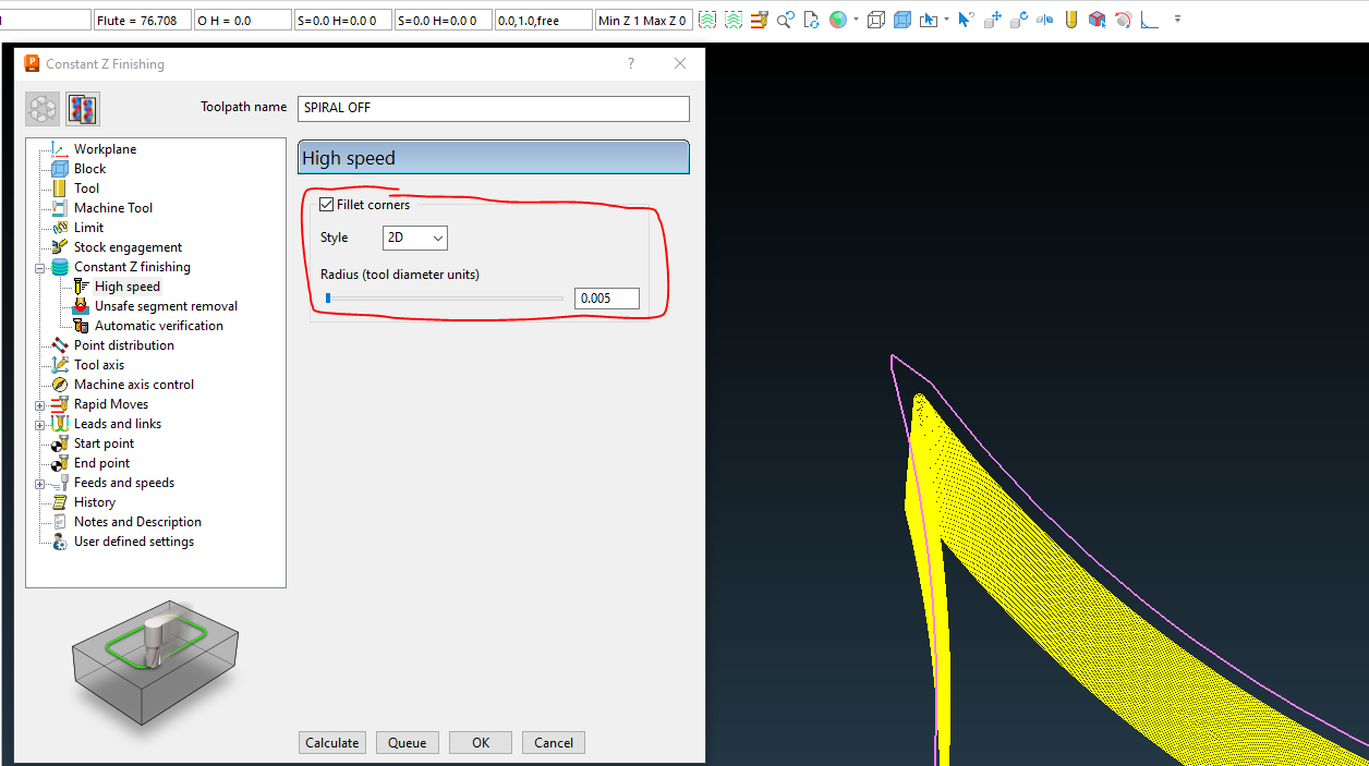 Solved: If we are spiral off option use in finish strategy corner radius stock left - Autodesk ...