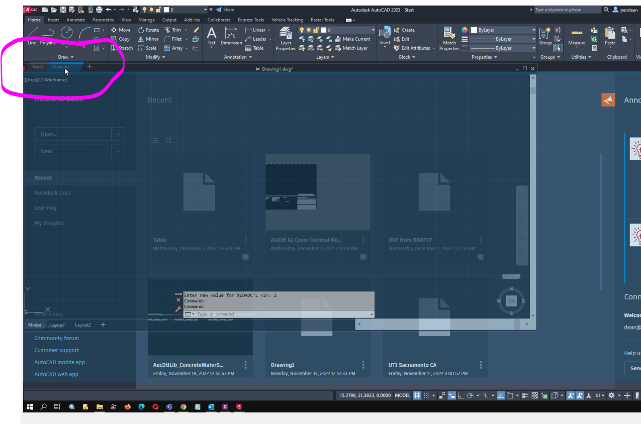 AutoCAD 2023 - Moving floating window back to file tab - Autodesk Community