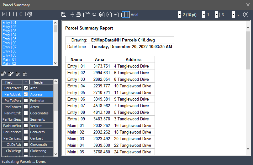 Parcel address report - Autodesk Community