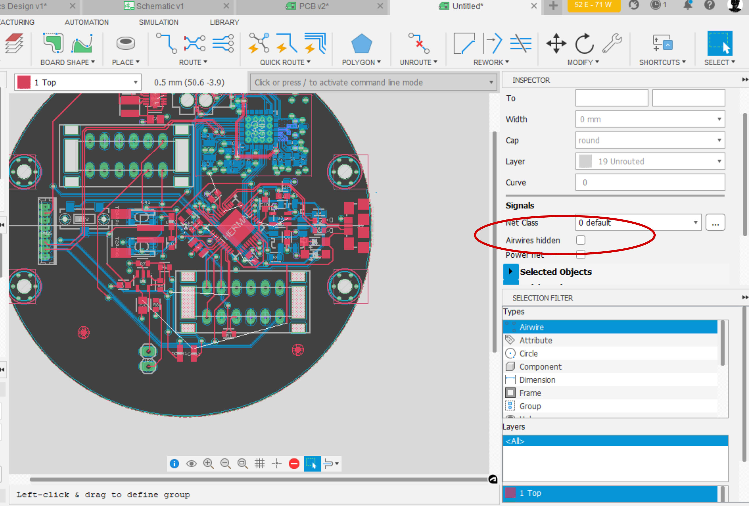 Solved: how to turn off air wires, how to turn off air wires for specific nets - Autodesk Community