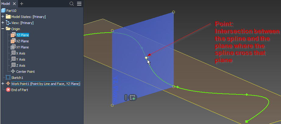 Solved: Work/reference point at the intersection of a 2d sketch entity passing through a plane ...