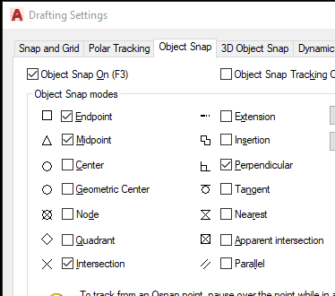 Right-click osnap shortcut menu not showing current setting - Autodesk ...