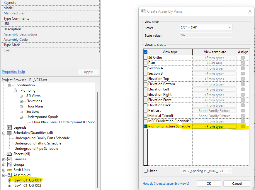 Create Assembly View Doesn't Contain Schedule That A Different Sheet ...