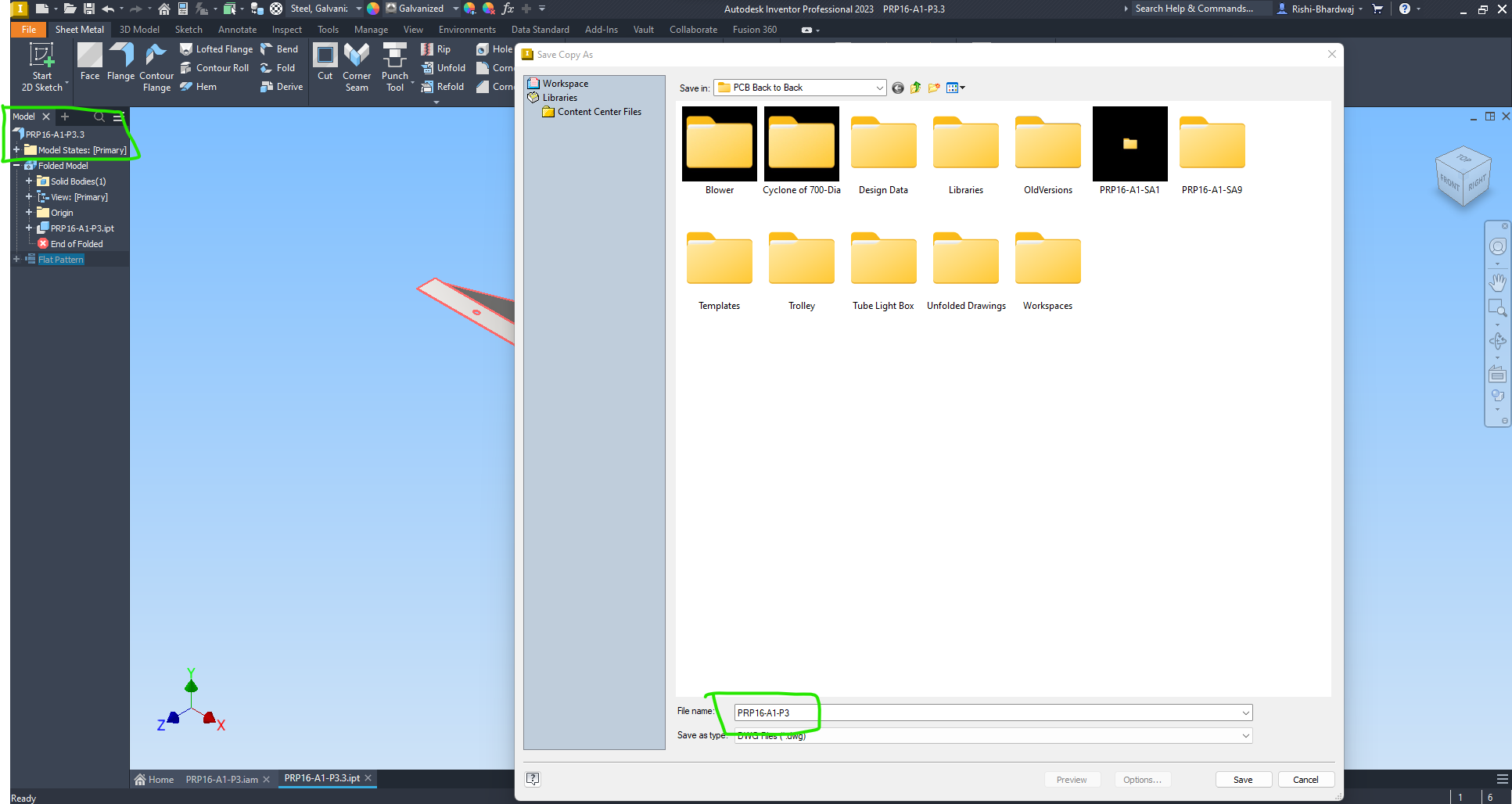File name of sheet metal part's flat pattern produced by inventor goes ...