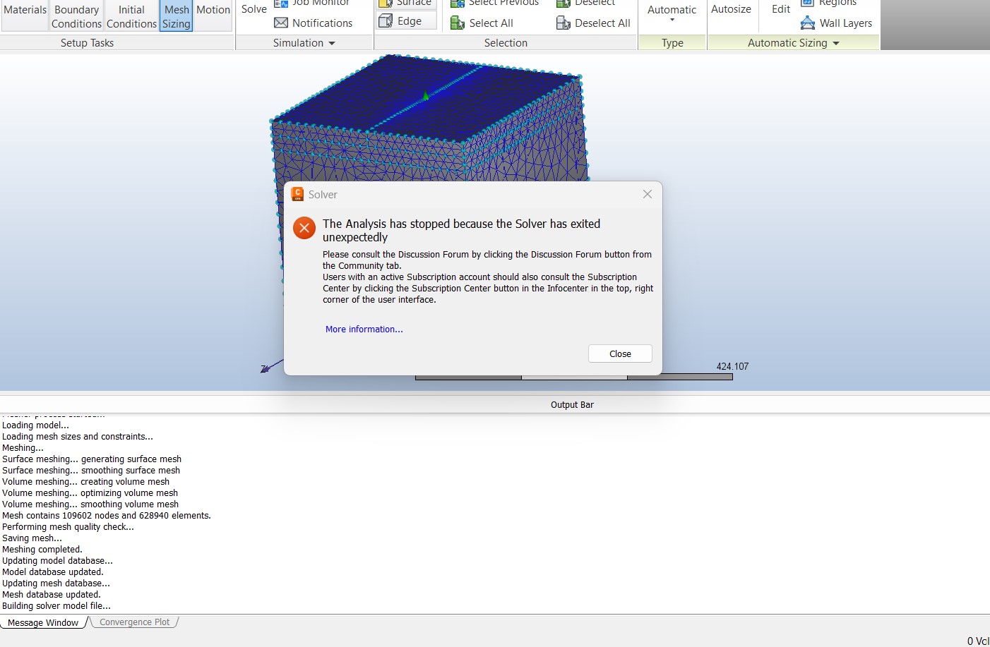 Solver stops saying" analysis has stopped unexpectedly" - Autodesk Community