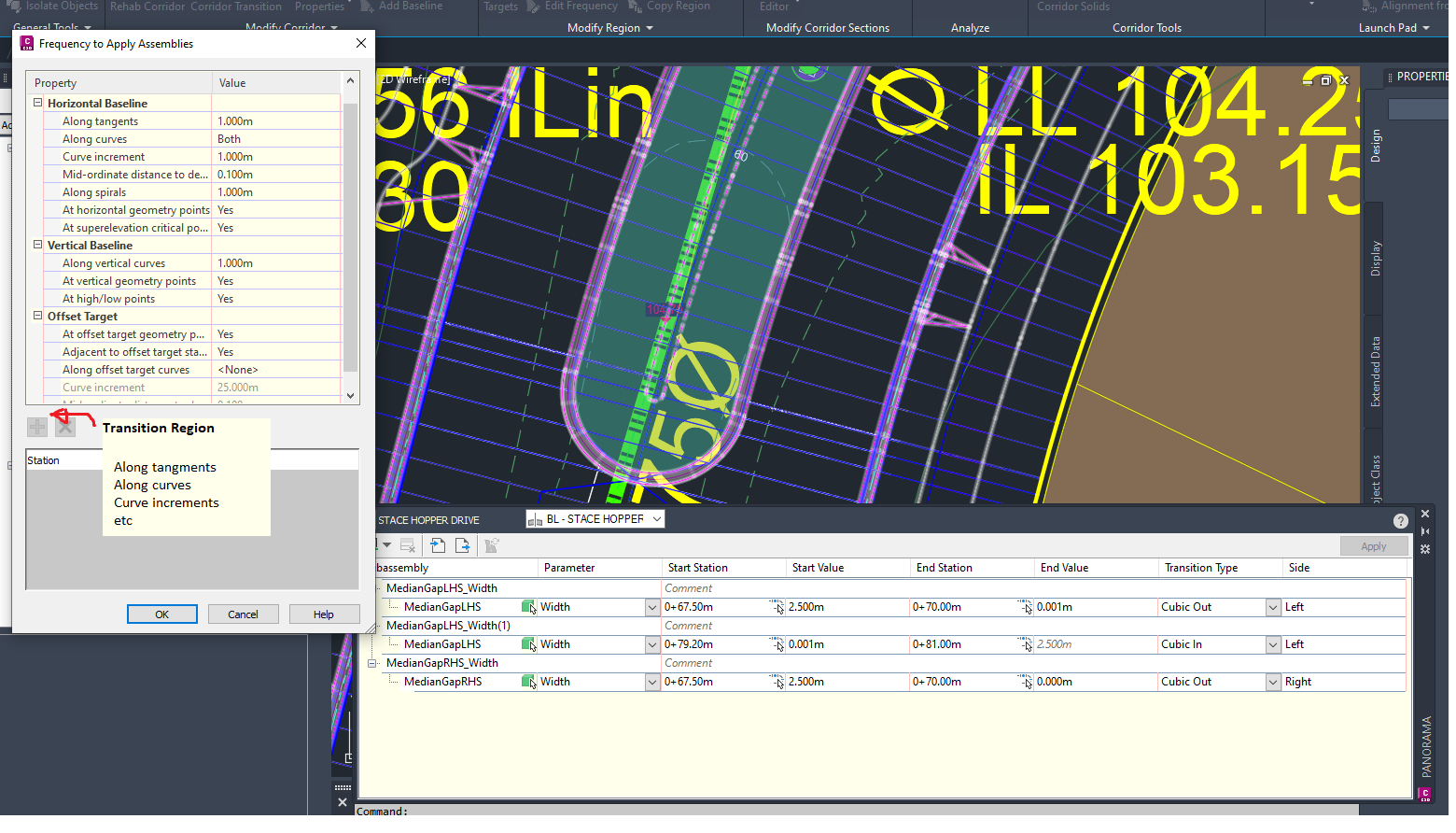 Corridor Transition and Corridor Frequency - Autodesk Community