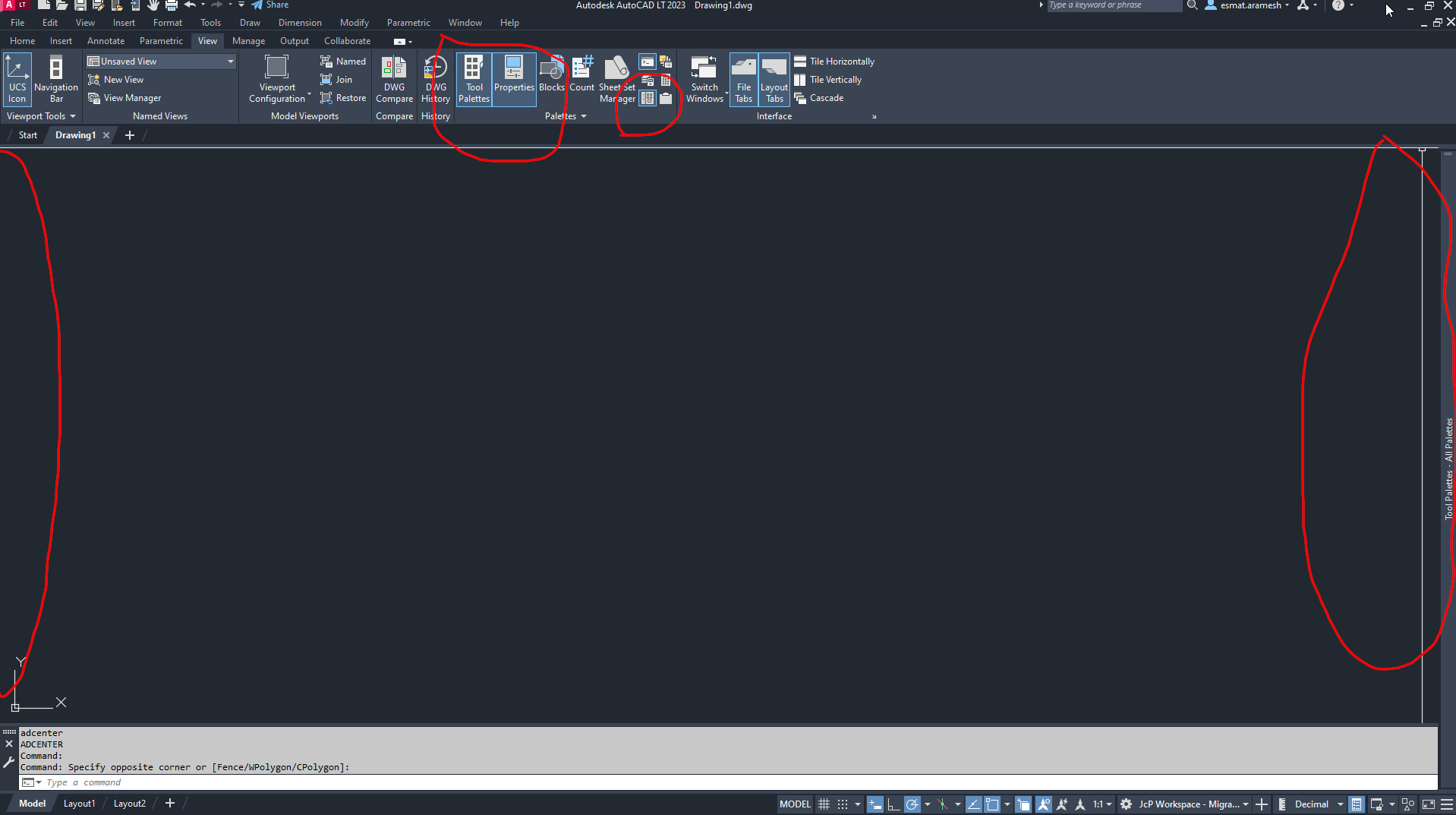 AutoCAD LT 2023 - Properties tab and Design Centre disappear even when selected in View ...