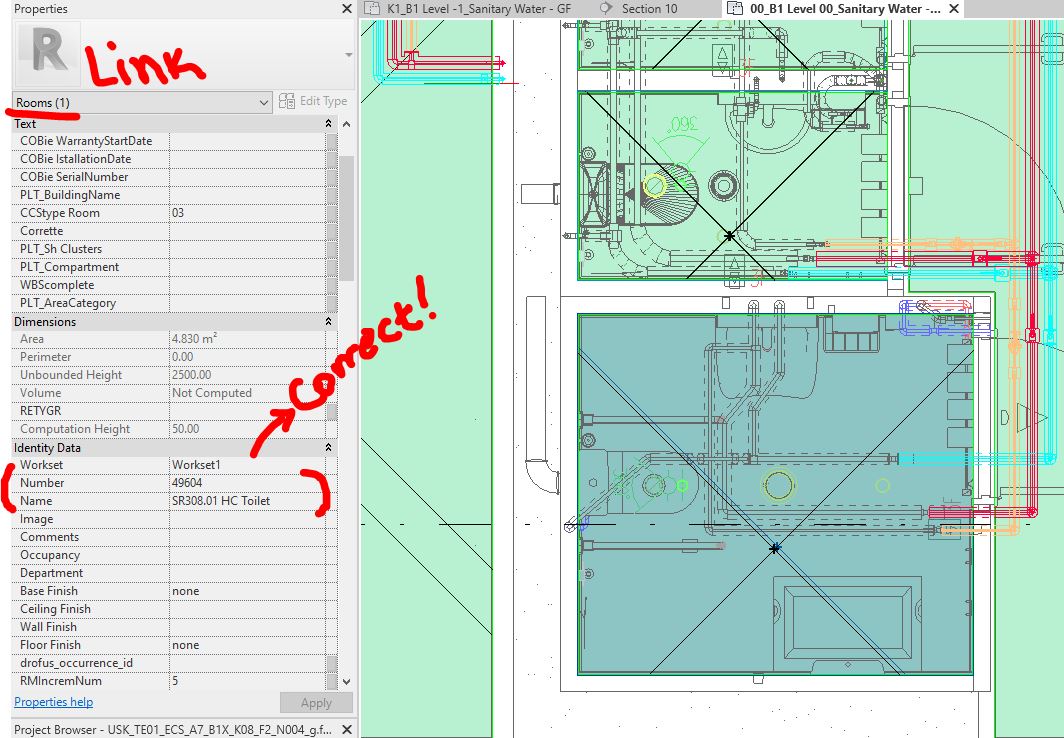 Solved: Room Name and Number are shown wrong when selecting a space - Autodesk Community