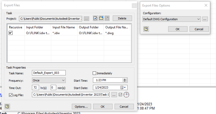 Task Scheduler .idw to .dwg results in blank document - Autodesk Community