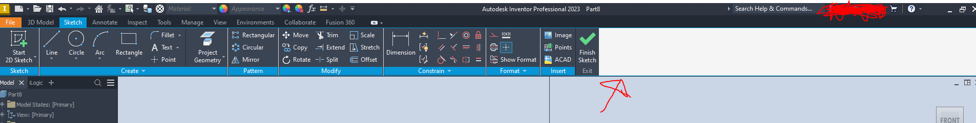 Inventor - white background in sketch mode Inventor 2023 - Autodesk ...