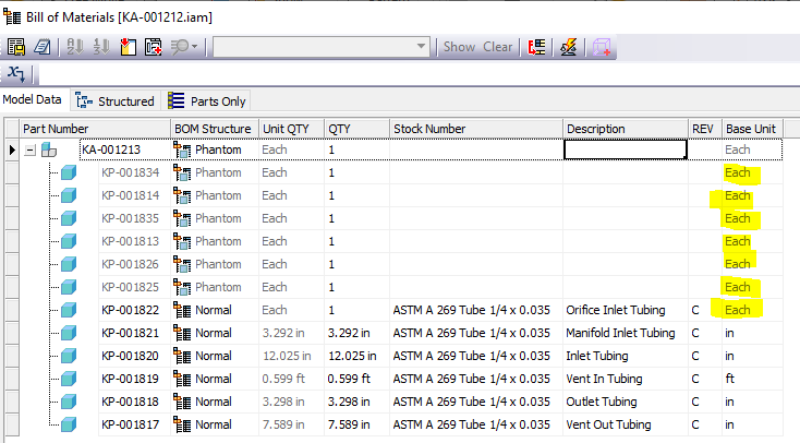 Solved: Unit and Quantity Fields in Bill of Materials in Items - Autodesk Community