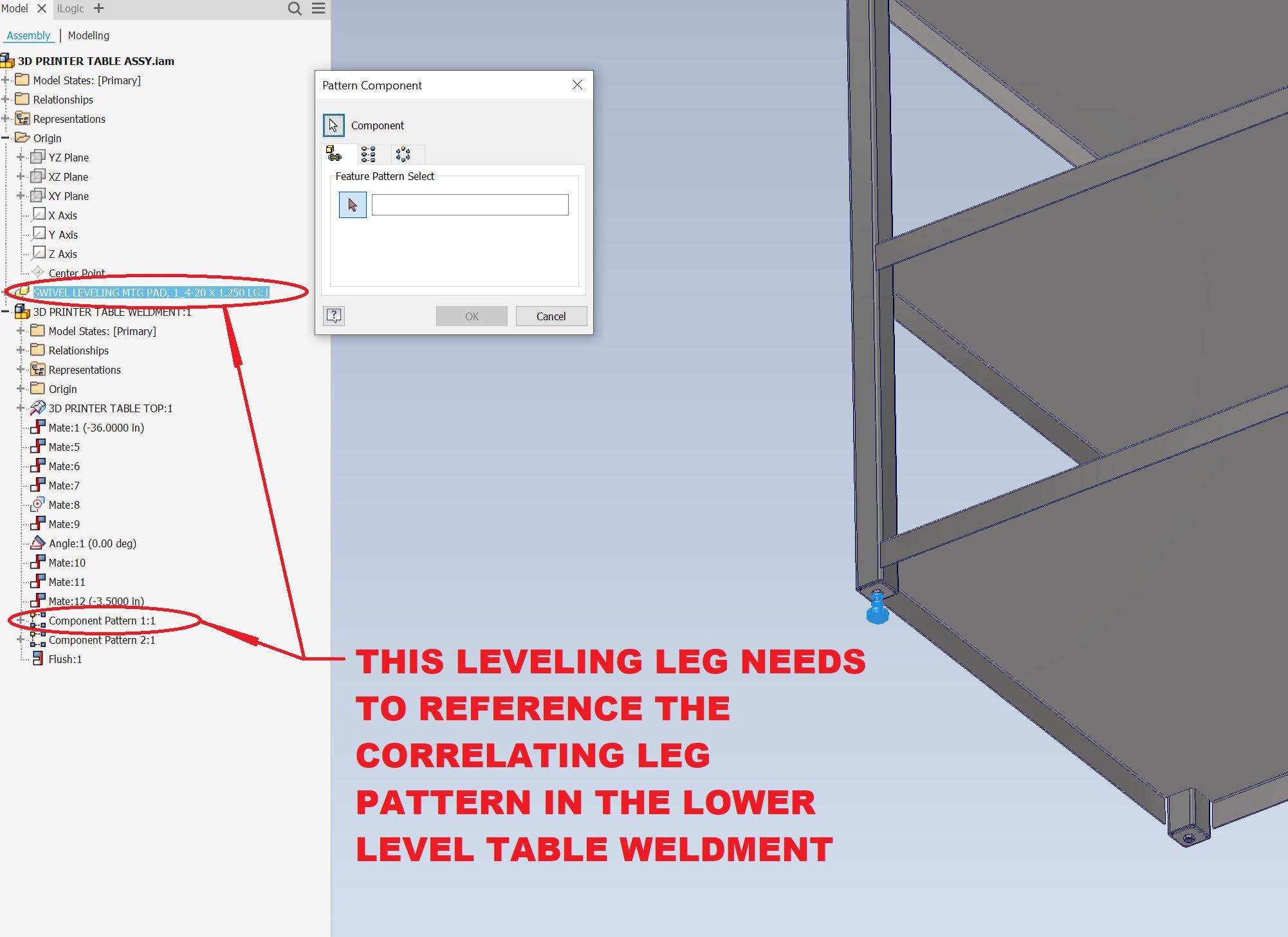 Allow associative patterns in top level assemblies to reference existing patterns within ...