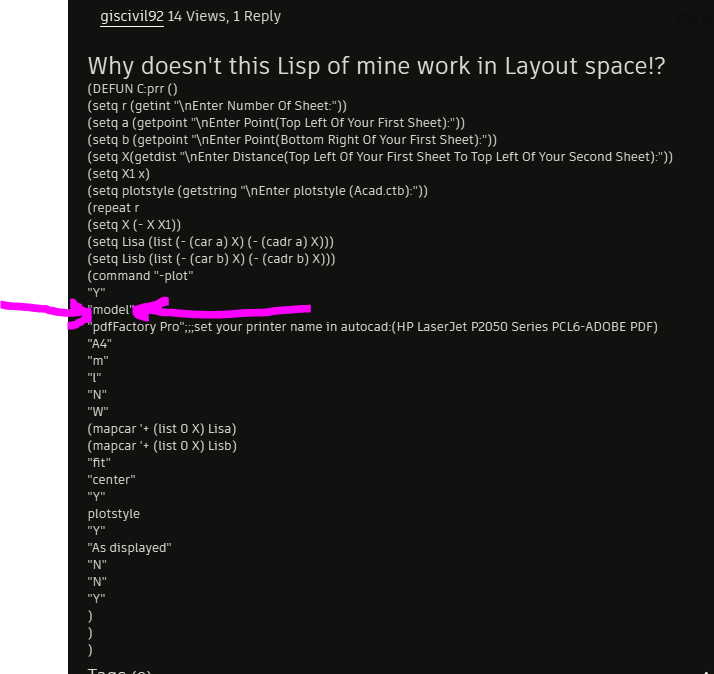 Why doesn't this Lisp of mine work in Layout space!? - Autodesk Community