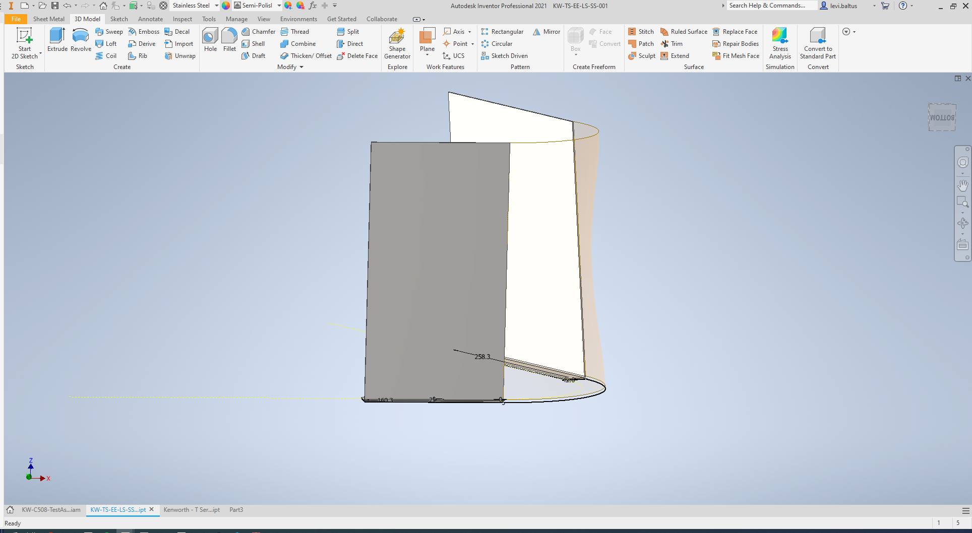 Solved: Connecting two sheet metal faces with a large radius bend when edges are not parallel ...