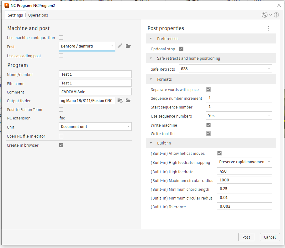 Solved: Post processing for Denford Turn 270 Pro- Error ( Any ideas why?) - Autodesk Community