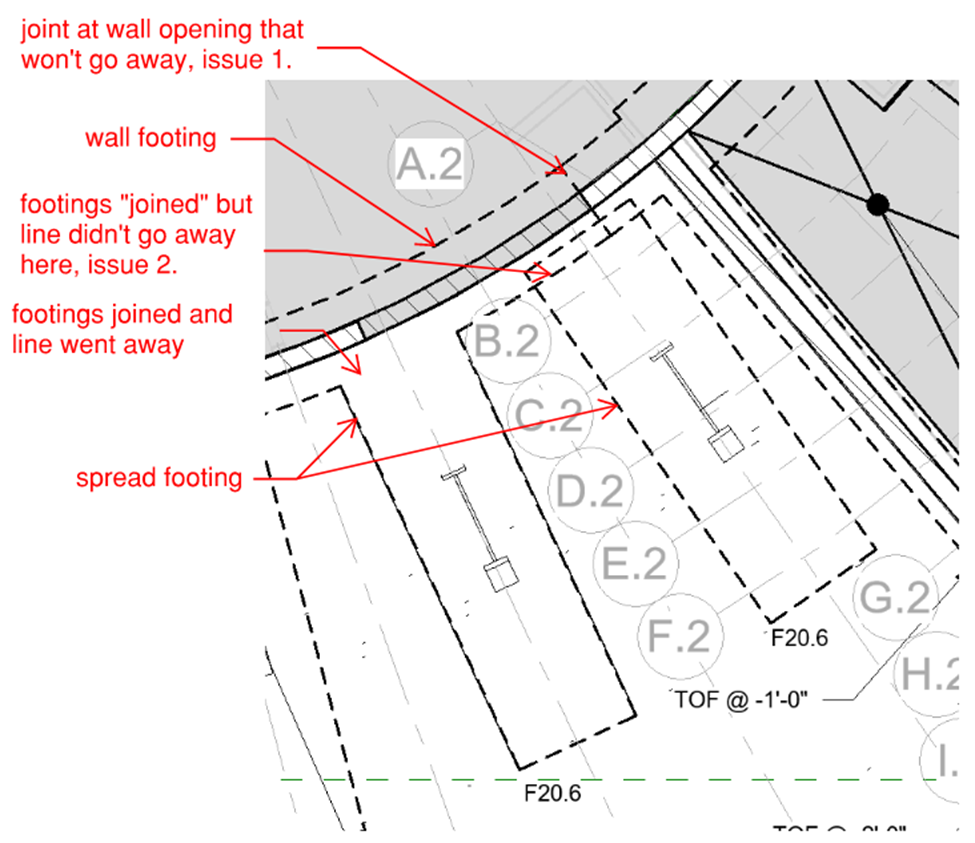Merge wall footings with adjacent footings without lines at joints ...