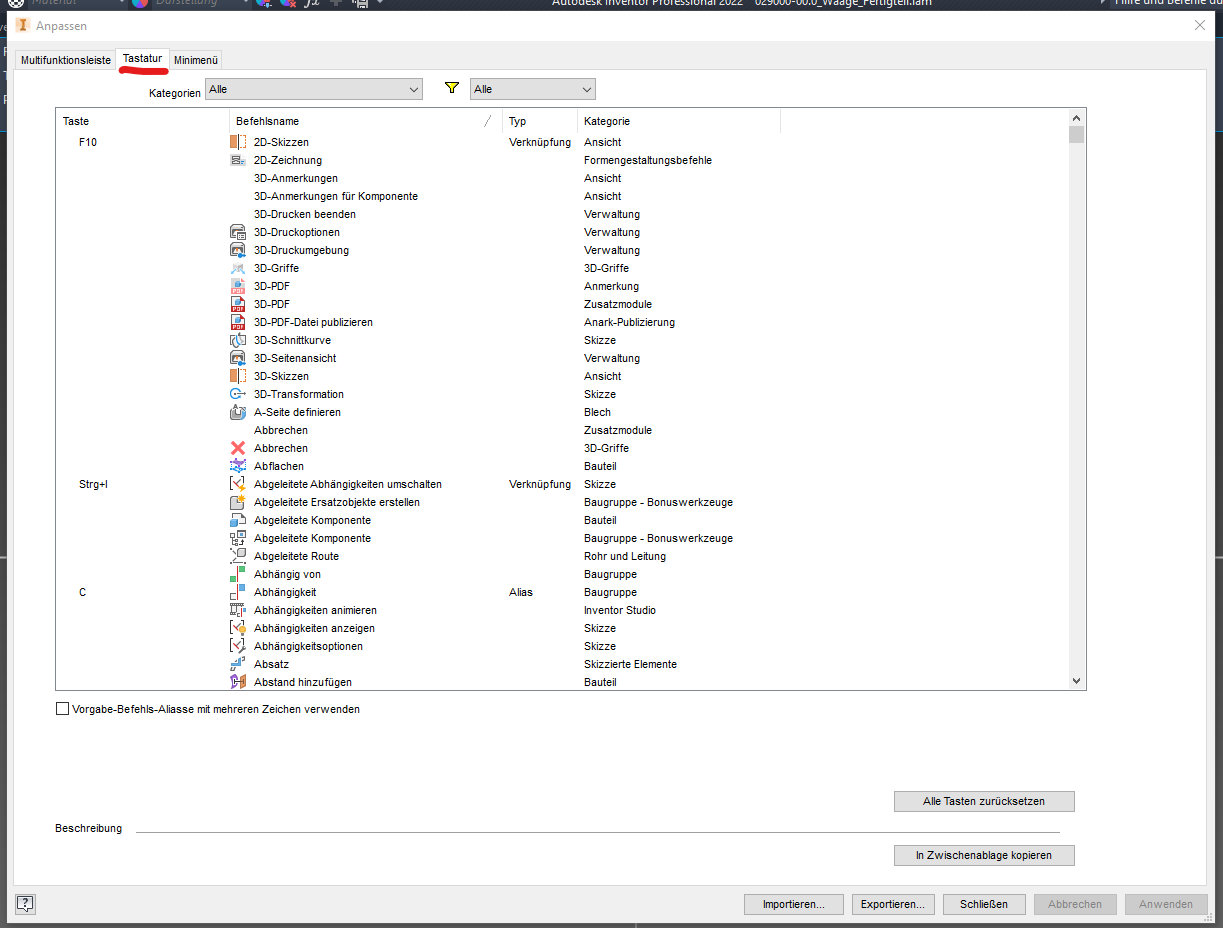 Gelöst Wie Kann Man In Inventor 2022 Einen Shortcut Für Geometrie Projizieren And Sichtbarkeiten 