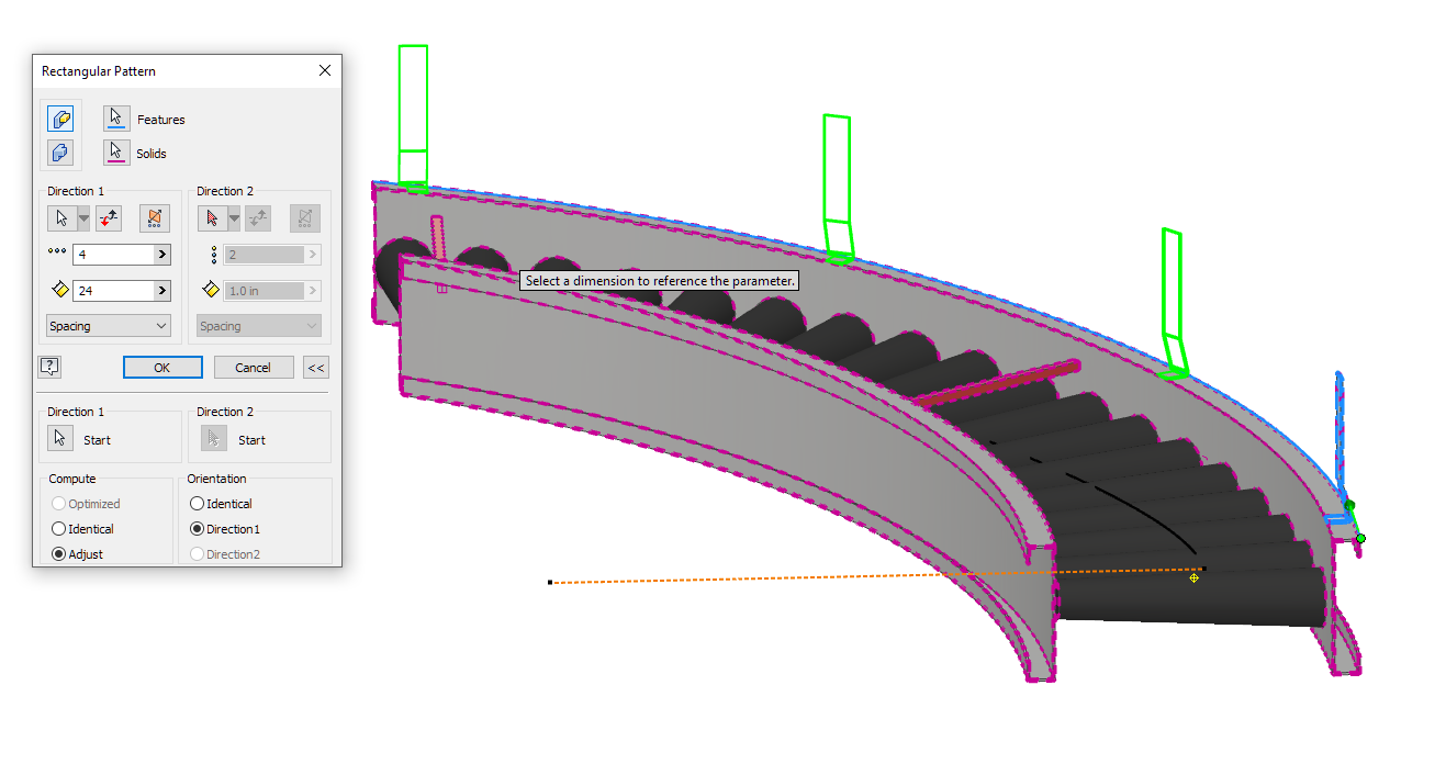 Solved: Need help patterning G-Rail Brackets around a spiral - Autodesk Community
