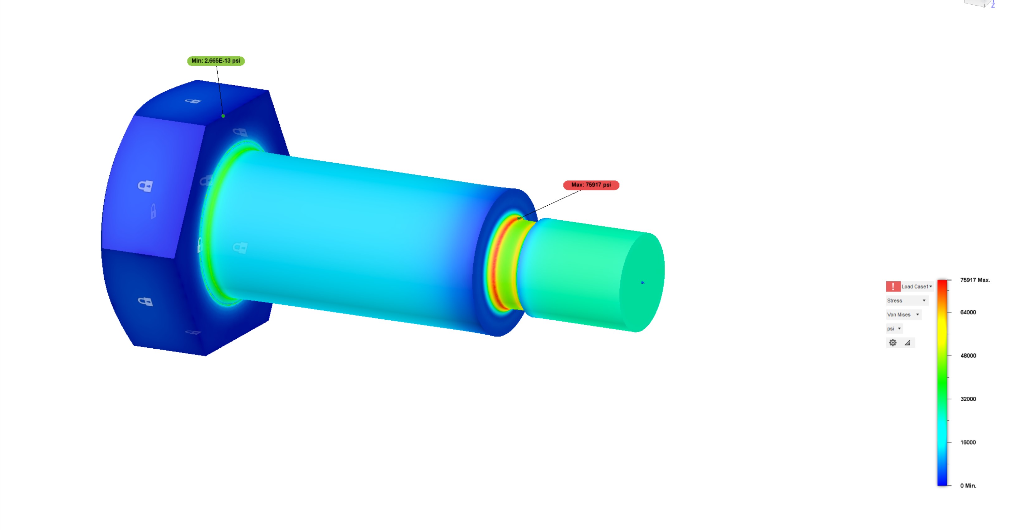 Max Von-Mises stress at fillet in thread relief on bolt - Autodesk ...