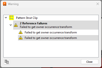 "Failed to get owner occurrence transform" - Rectangular Pattern of Occurrences - Autodesk Community