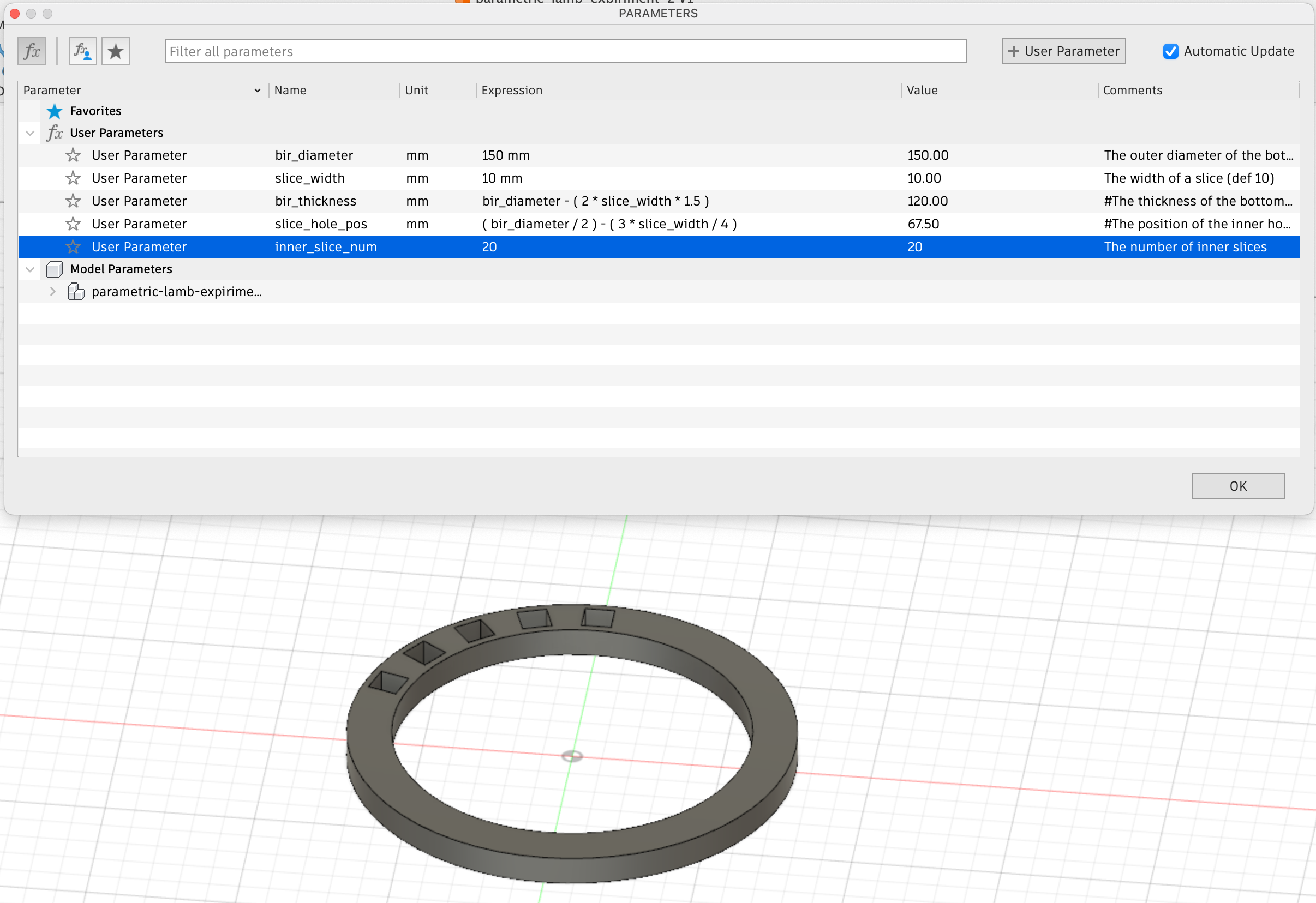 Solved: Pattern does not apply changes when modifying parameters - Autodesk Community