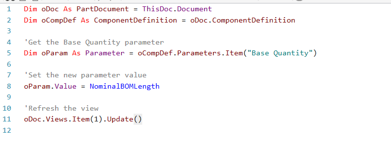 Solved: Accessing Base Quantity in Part File using iLogic - Autodesk Community