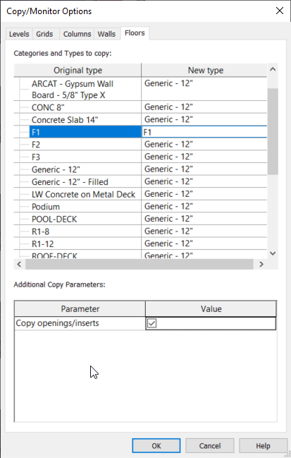 Copy/monitor: categories and types to copy - Autodesk Community