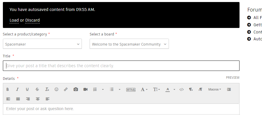 Solved: how to / select forum board? & ad section cut to spacemaker ...