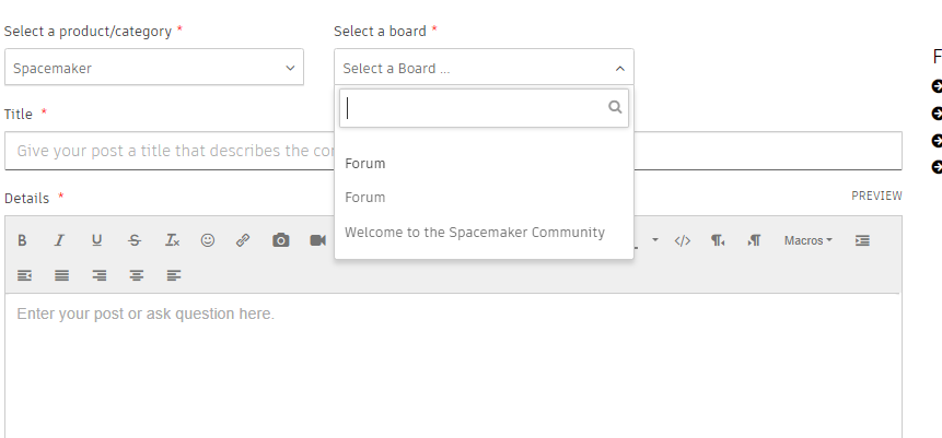 Solved: how to / select forum board? & ad section cut to spacemaker ...