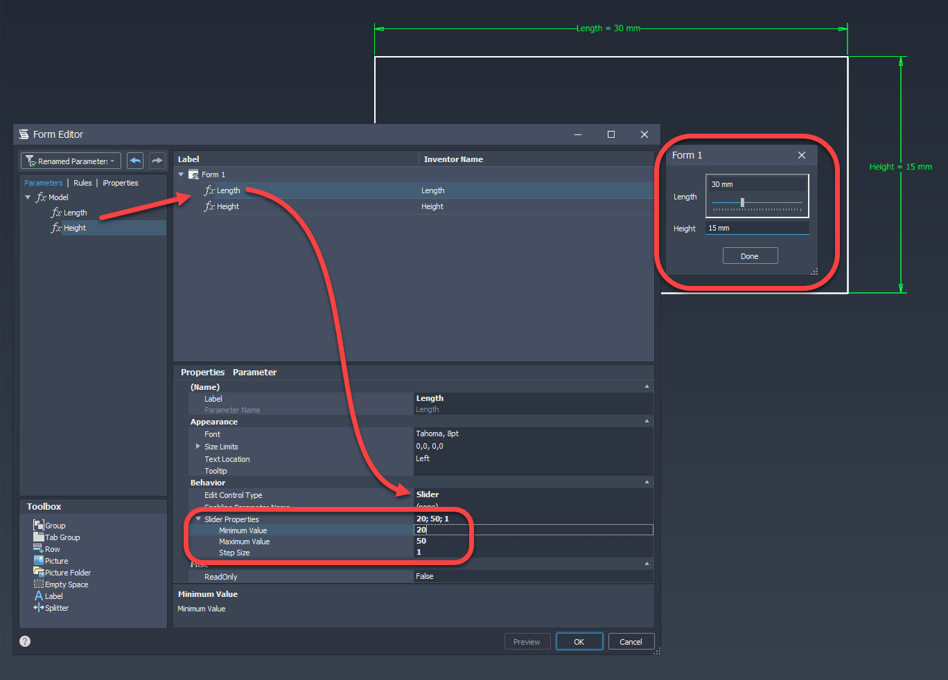 Control sketch dimension limits - Max & Min Values - Autodesk Community