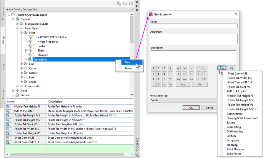 Label Expressions in Civil 3D