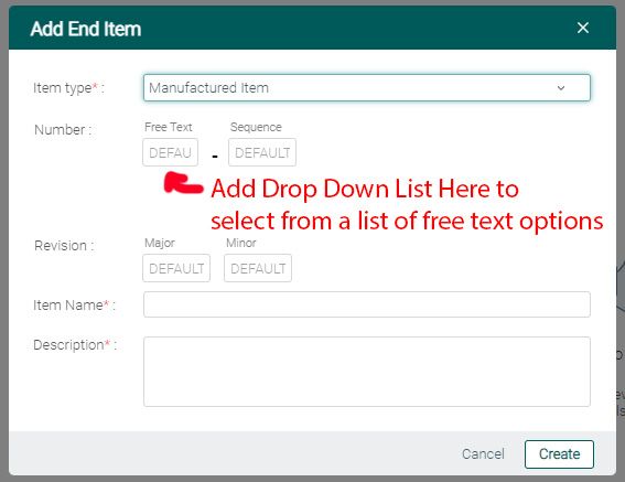 Add a dropdown to select pre-determined Free text for prefix of an Item number - Autodesk Community
