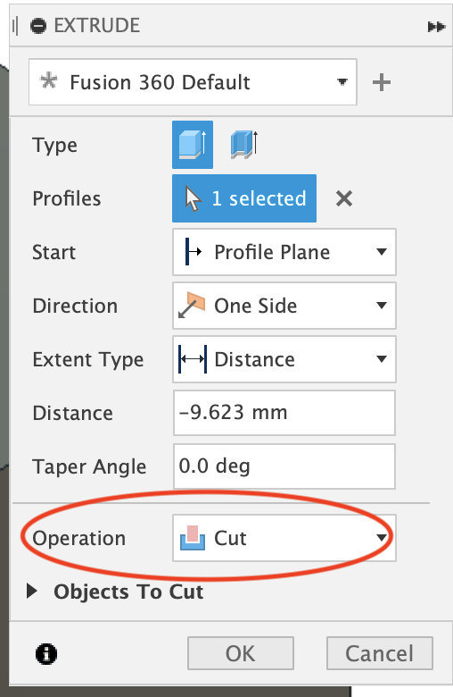 No "cut" feature for Extrude in Fusion 360 Personal??? - Autodesk Community