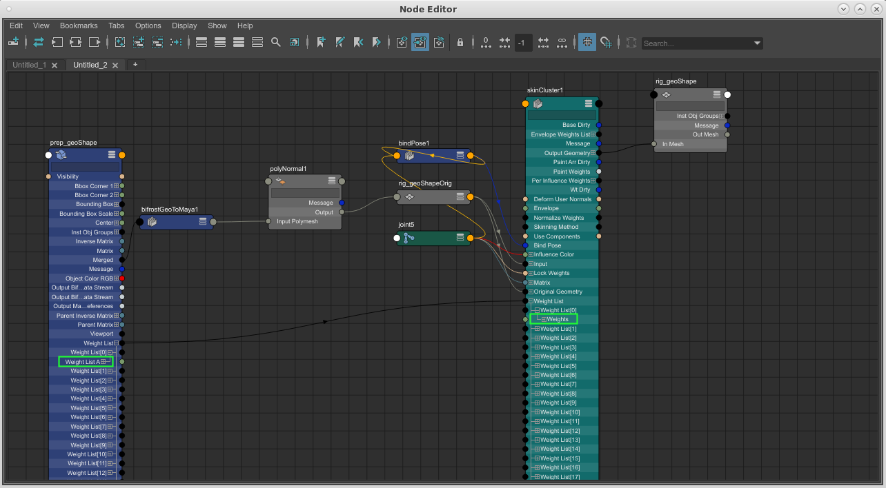 Solved: skinCluster weights from bifrost - Autodesk Community