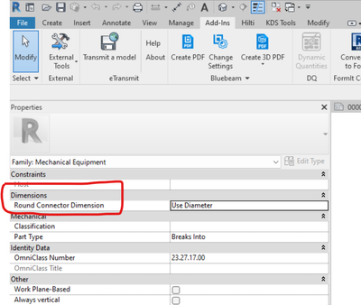 Solved: How to access family Parameter "Round Connector Dimension" type "Use Radius" , "Use ...