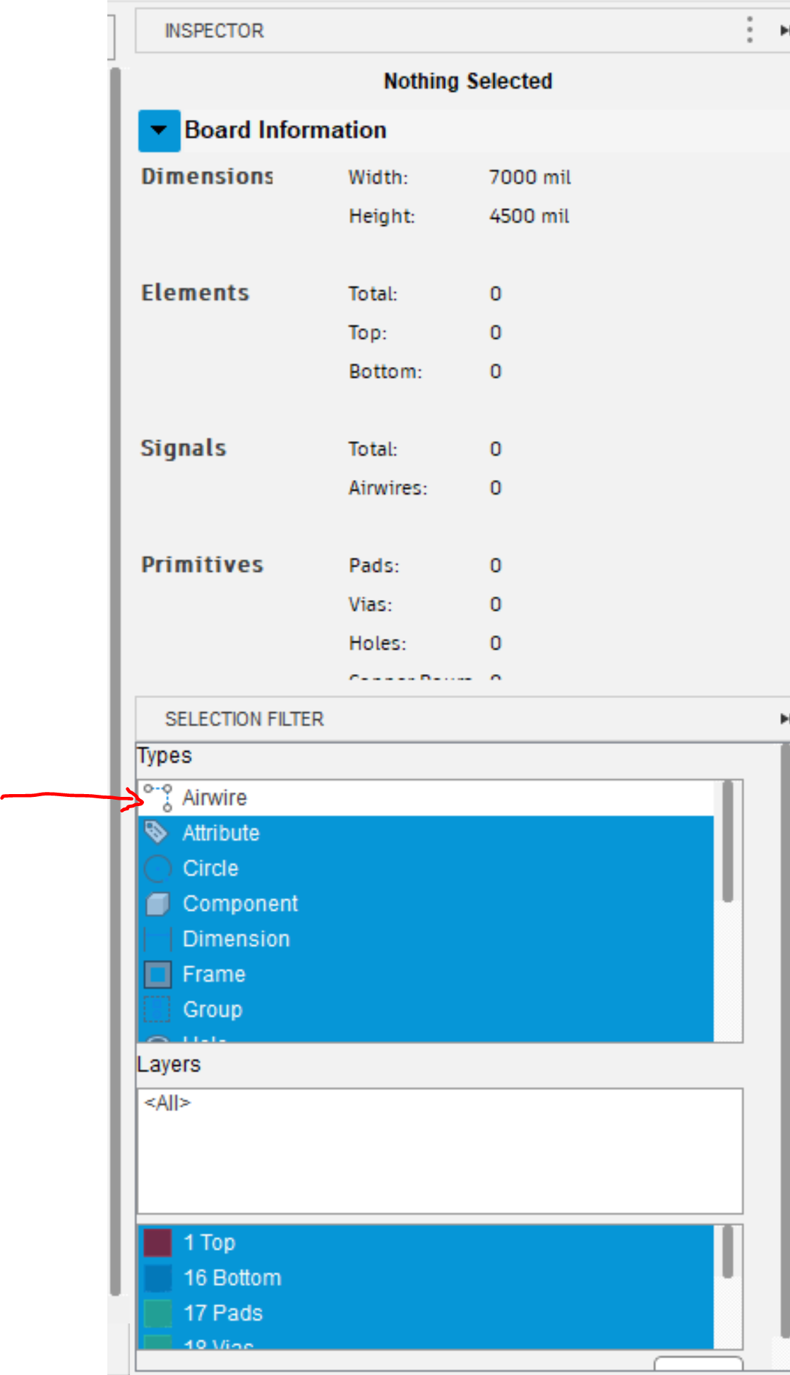 Solved: Selecting airwires - Autodesk Community